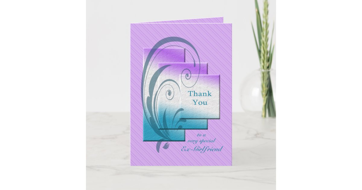 Thank you ex-girlfriend, with elegant rectangles card | Zazzle