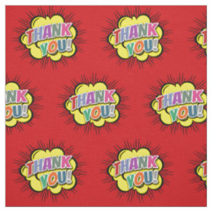 Red and Black Thank You Word Cloud Fabric | Zazzle