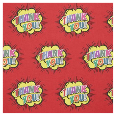 Red and Black Thank You Word Cloud Fabric | Zazzle