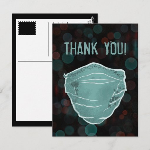 thank you face mask postcard | Zazzle