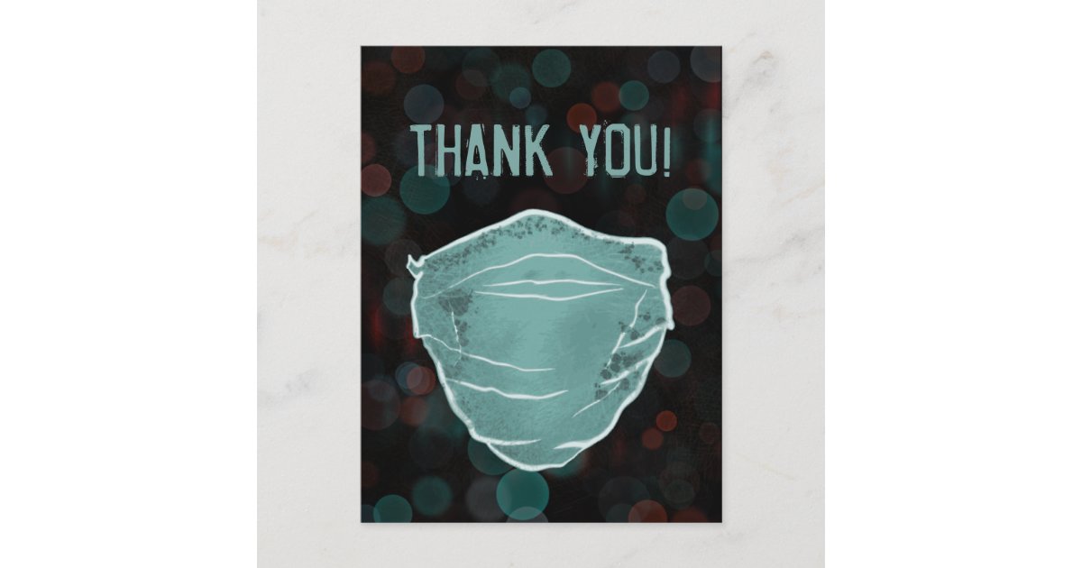 thank you face mask postcard | Zazzle