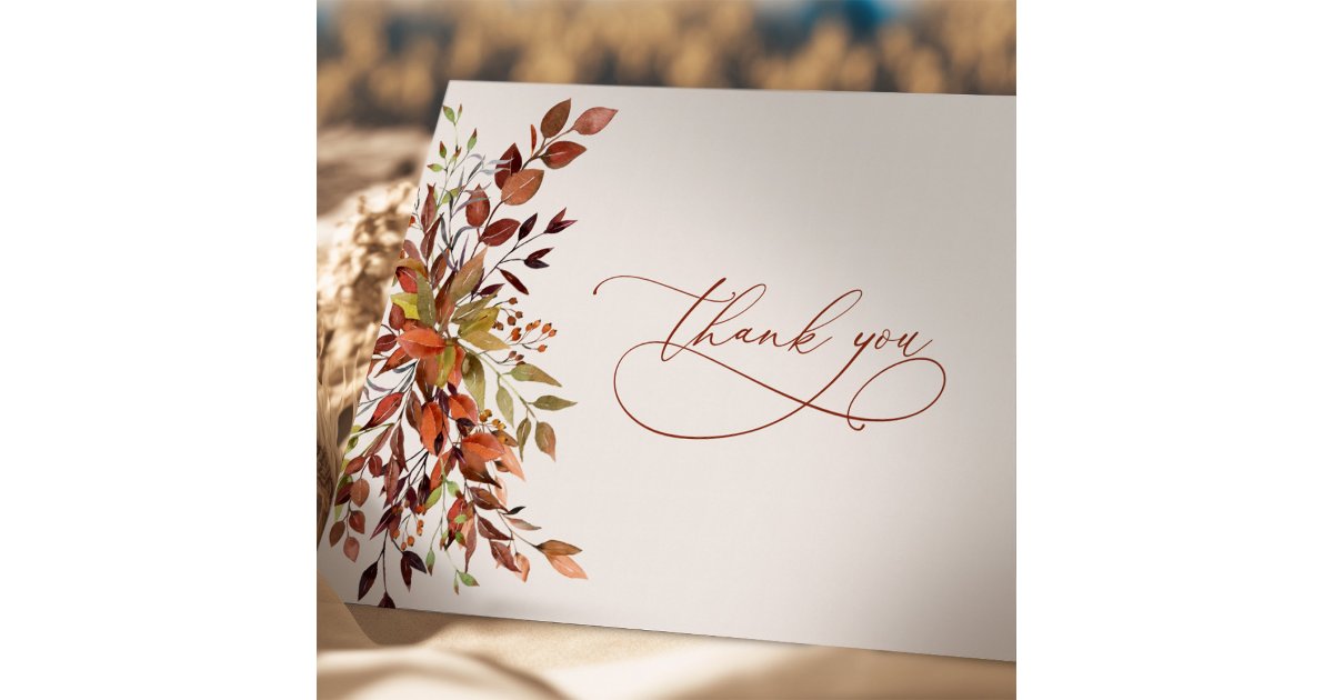 Thank You Fall Seasonal Script Card | Zazzle
