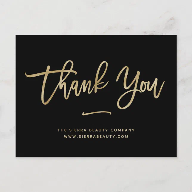 Thank You | Faux Gold Retail Small Business Postcard | Zazzle