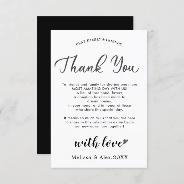 thank you favor card | thank you card | Zazzle
