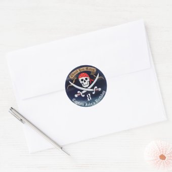 Thank You Favor Jolly Roger Pirate Classic Round Sticker | Zazzle
