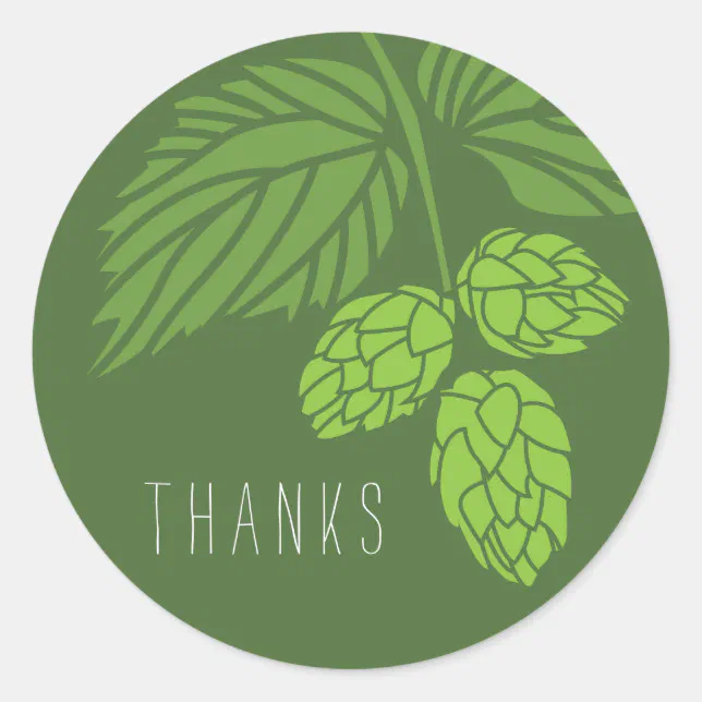 Thank You Favor Label, Hops, Beer Classic Round Sticker | Zazzle