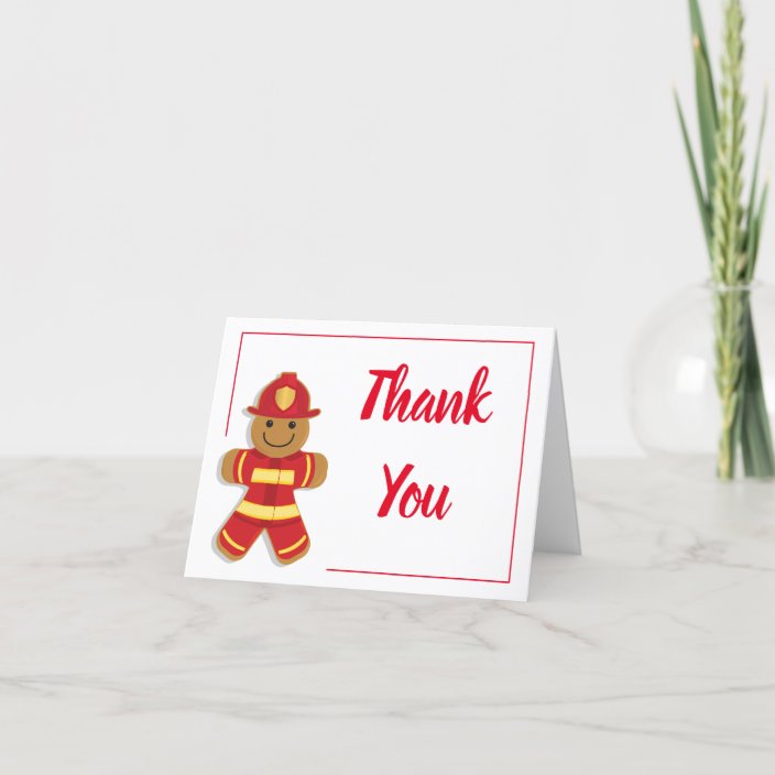 Thank You Firefighter Gingerbread Man Blank | Zazzle.com