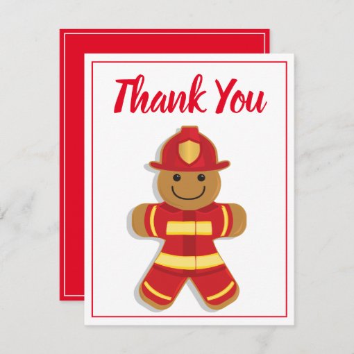 Thank You Firefighter Gingerbread Man Smiling | Zazzle