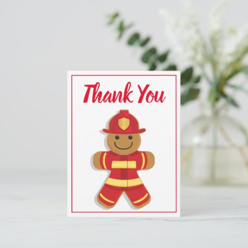Thank You Firefighter Gingerbread Man Smiling | Zazzle