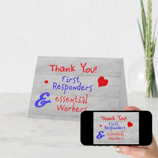 Thank You First Responders and Essential Workers Card | Zazzle