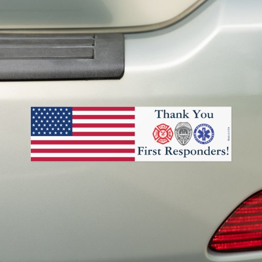 Thank You First Responders Bumper Sticker | Zazzle