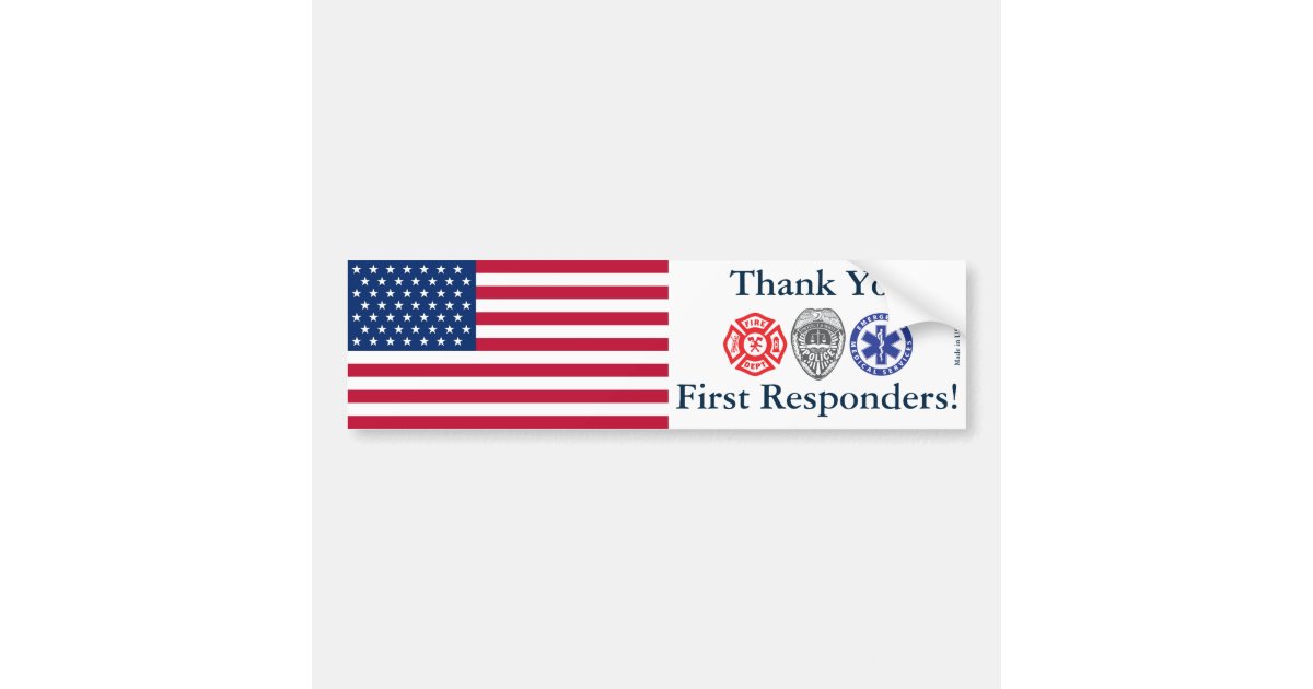 Thank You First Responders Bumper Sticker | Zazzle