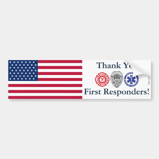 Thank You First Responders Bumper Sticker | Zazzle