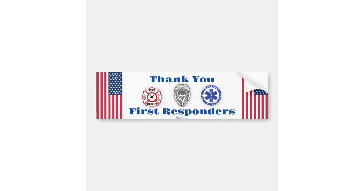 Thank You First Responders Bumper Sticker | Zazzle