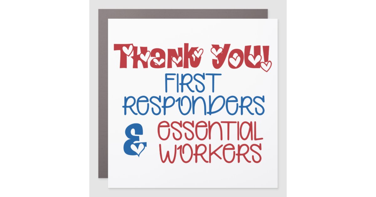 Thank You First Responders Gratitude Appreciation Car Magnet | Zazzle