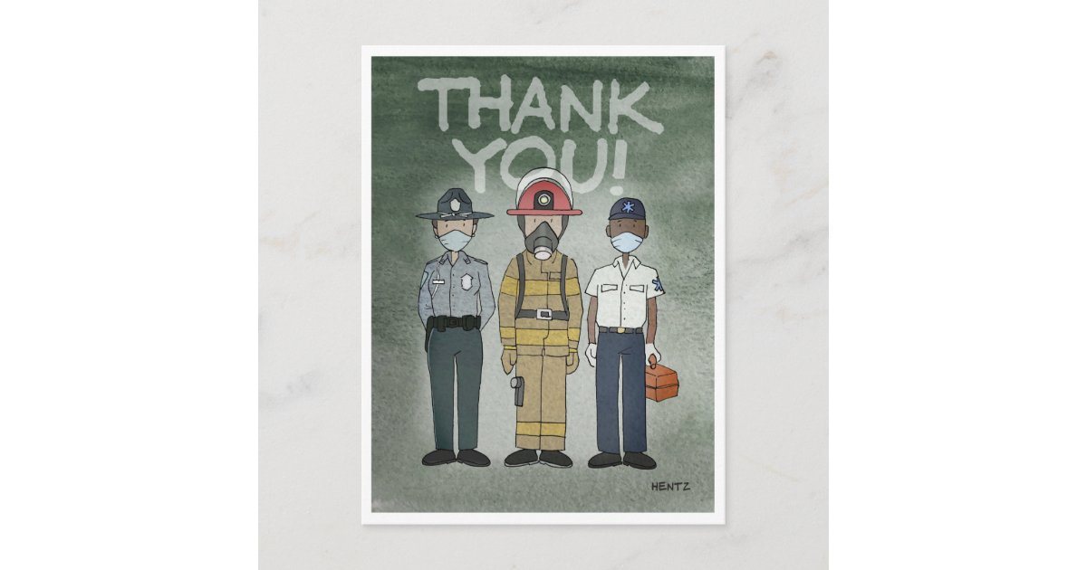 Thank You First Responders Postcard | Zazzle