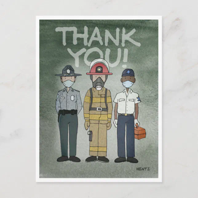 Thank You First Responders Postcard | Zazzle