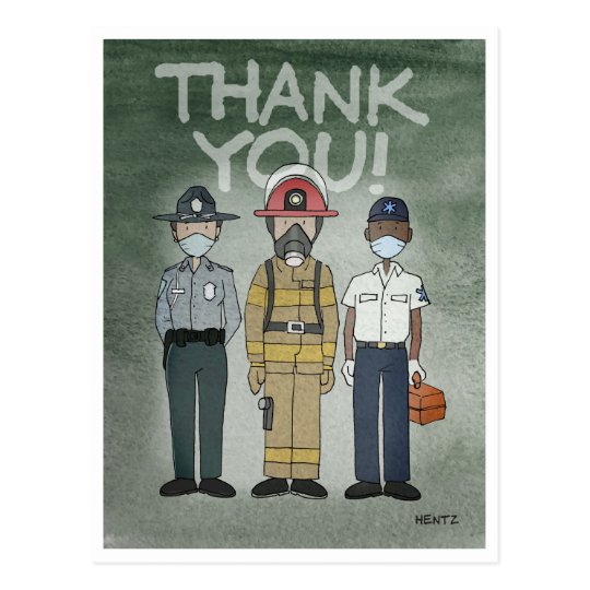 Thank You First Responders Postcard | Zazzle.com