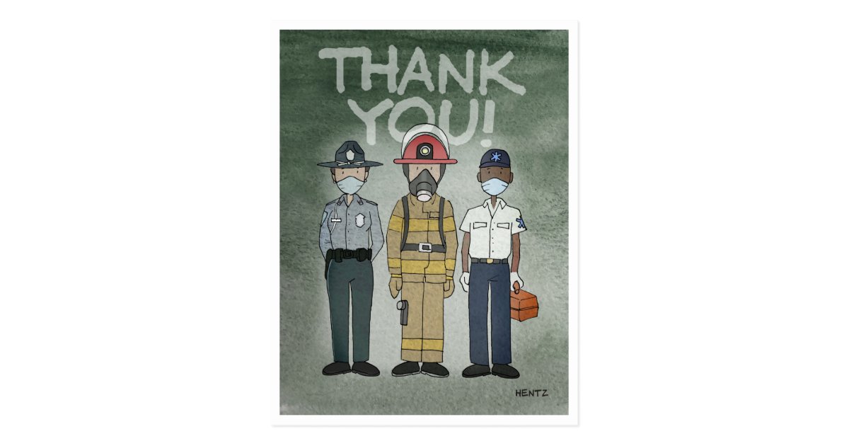 Thank You First Responders Postcard | Zazzle.com
