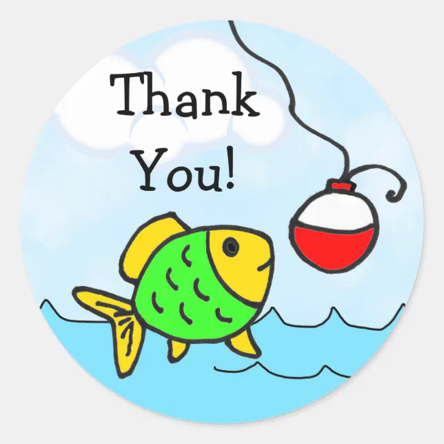 Thank You Fishing Boy's Birthday Stickers | Zazzle