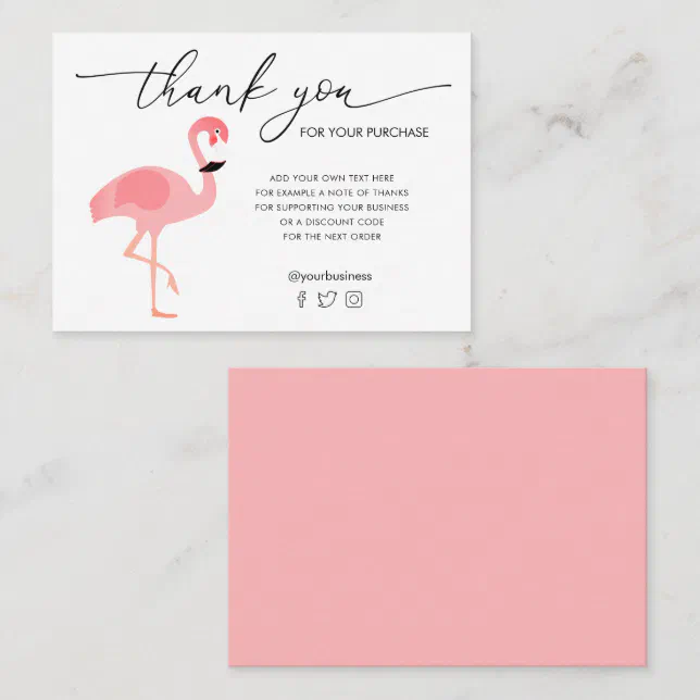 thank you flamingo business card | Zazzle