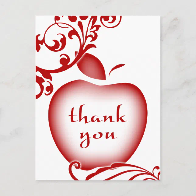 thank you floral apple postcard | Zazzle
