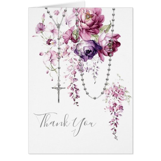 Thank You Floral Catholic Holy Rosary | Zazzle.com