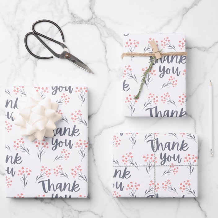 Thank You Floral Wrapping Paper Sheets | Zazzle.com