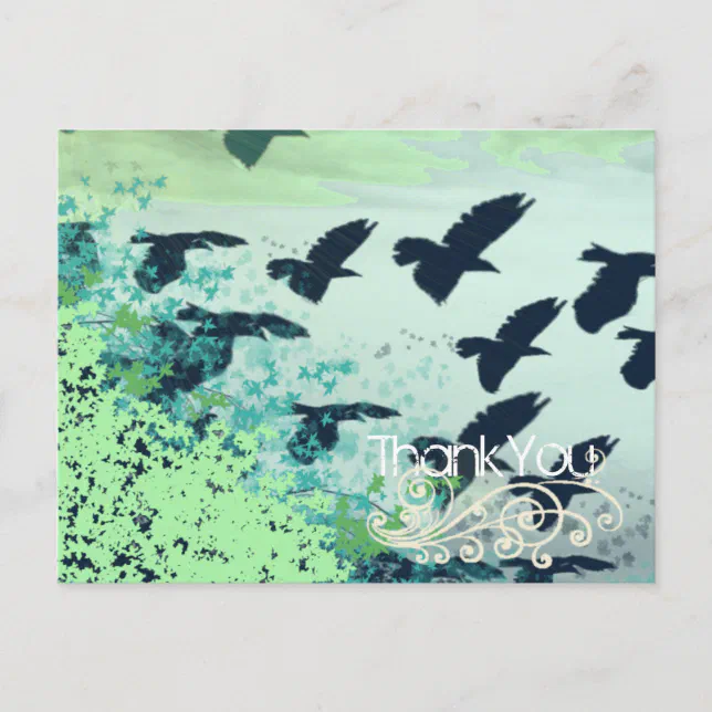 Thank You- Flying Birds - Postcard | Zazzle