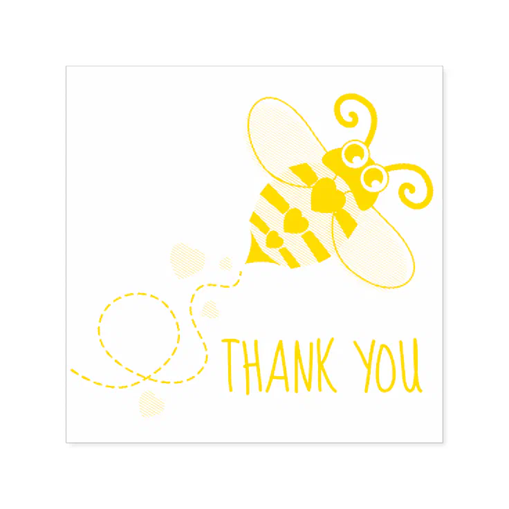 Thank you flying bumble bee hearts stamp | Zazzle