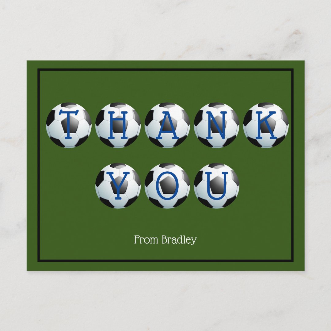 Thank You Football Soccer Custom Personalized Postcard | Zazzle
