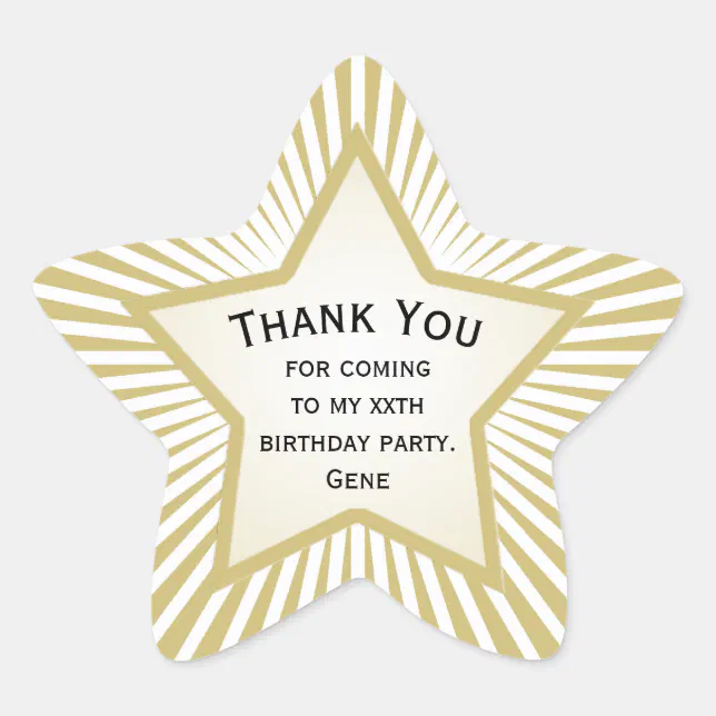 Thank You: For All Birthdays - Gold/White Star Star Sticker | Zazzle