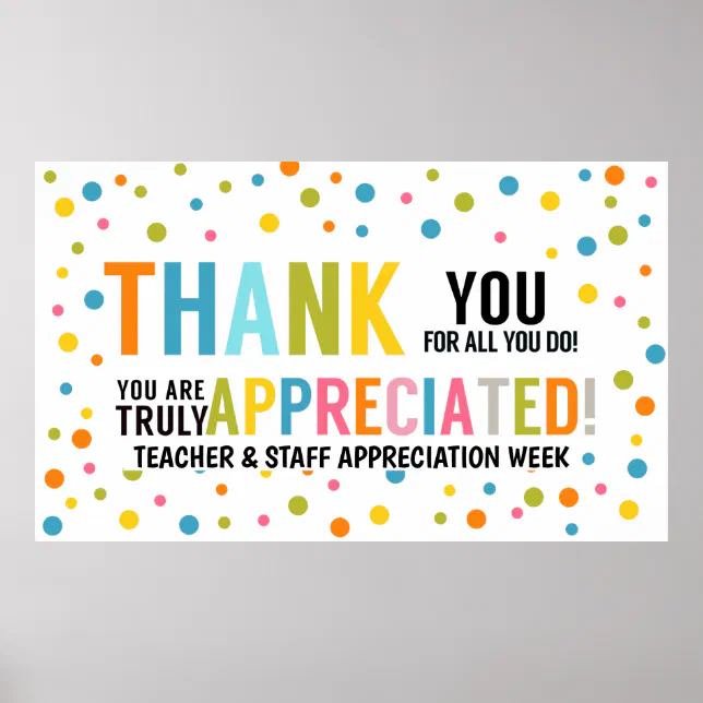 Thank you for all you do staff and teacher Banner Poster | Zazzle