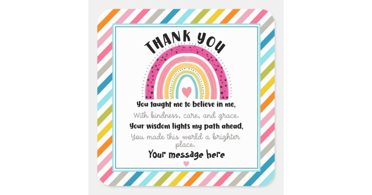 Thank You For All You Do Youre Appreciated Square Square Sticker Zazzle