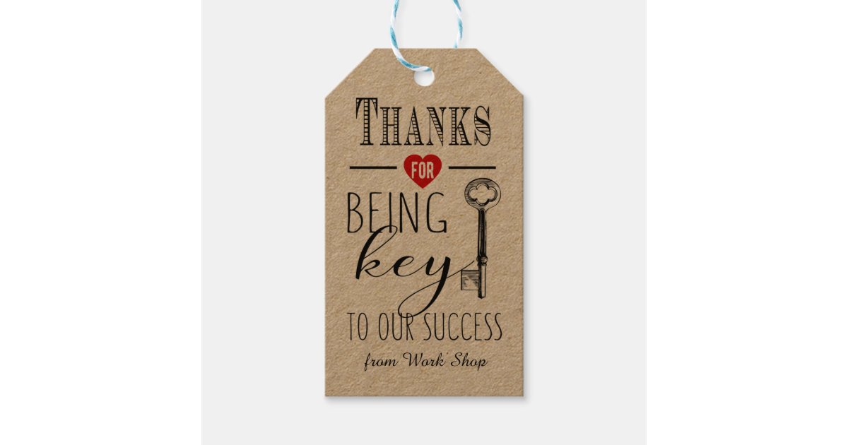 thank you for being key to our success add logo g gift tags | Zazzle