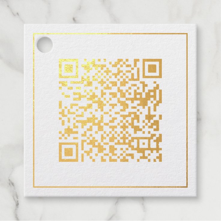 Thank You For Business Gold Logo Barcode QR CODE Foil Favor Tags | Zazzle