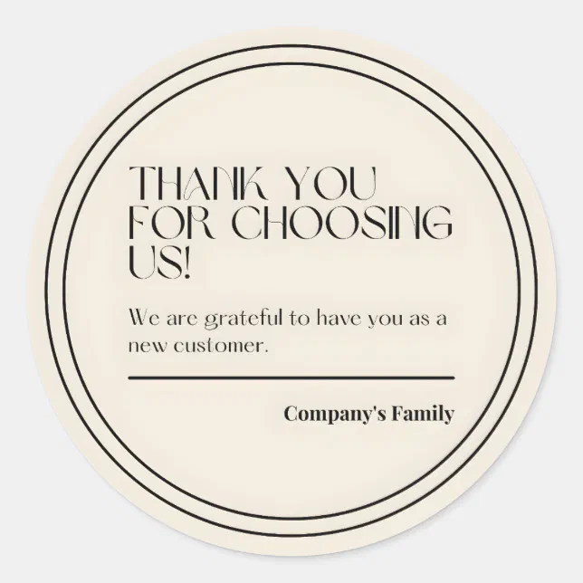 thank you for choosing us classic round sticker | Zazzle