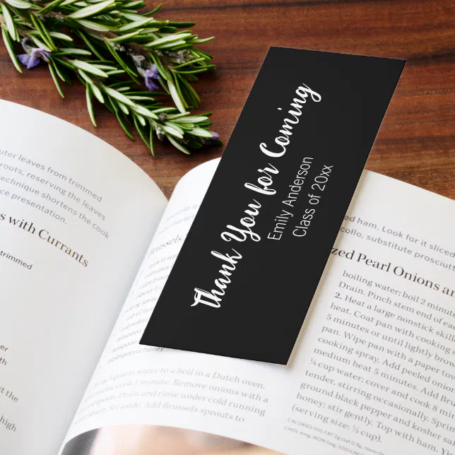 Thank You for Coming Black Graduation Party Favor Bookmarks | Zazzle