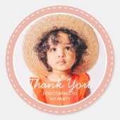 Thank You For Coming Modern Preppy Custom Photo Classic Round Sticker ...