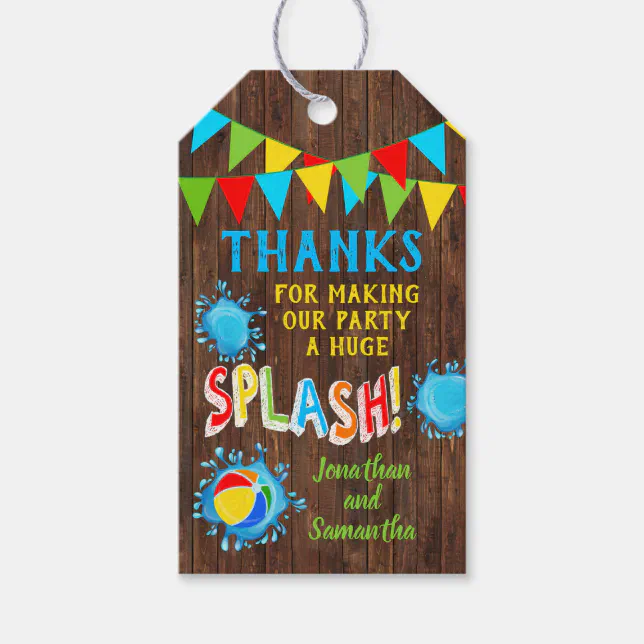 Thank you for coming pool party favor tag | Zazzle