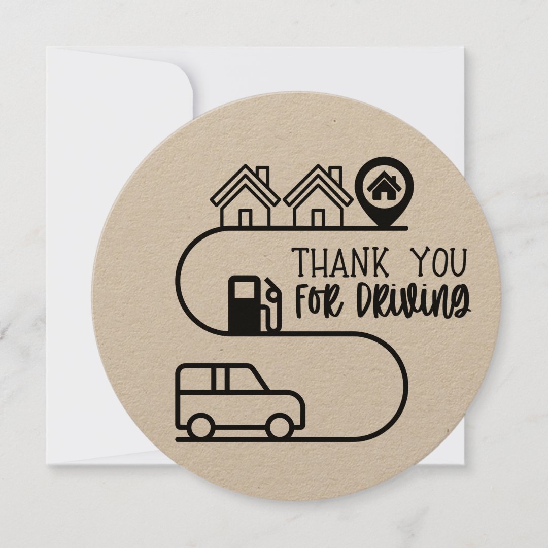 Thank You for Driving in Service Flat Card | Zazzle