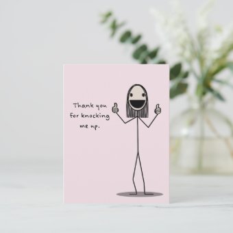 Thank-You For Knocking Me Up Postcard | Zazzle