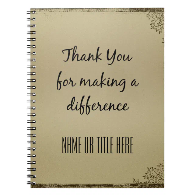Thank you for Making a Difference Notebook | Zazzle