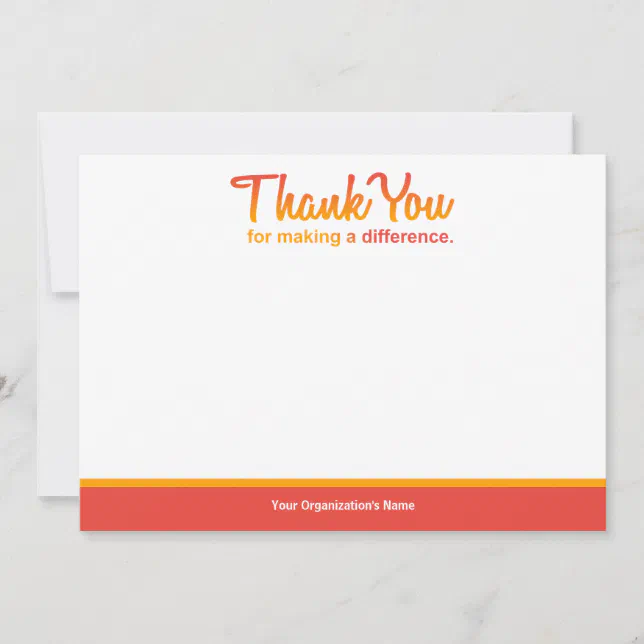 "Thank you for making a difference" notecard | Zazzle