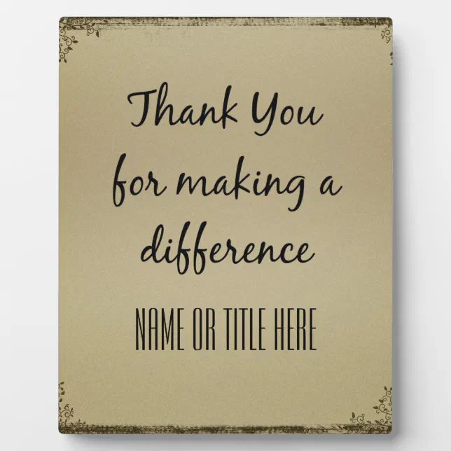Thank you for Making a Difference Plaque | Zazzle