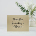 Thank you for Making a Difference Postcard | Zazzle