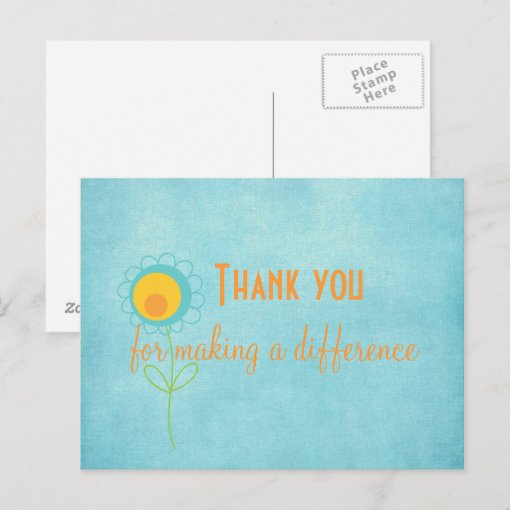 Thank you for Making a Difference Quote Card | Zazzle