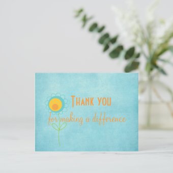 Thank you for Making a Difference Quote Card | Zazzle