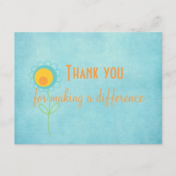 Thank you for Making a Difference Quote Card | Zazzle