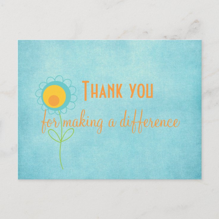 Thank you for Making a Difference Quote Card | Zazzle